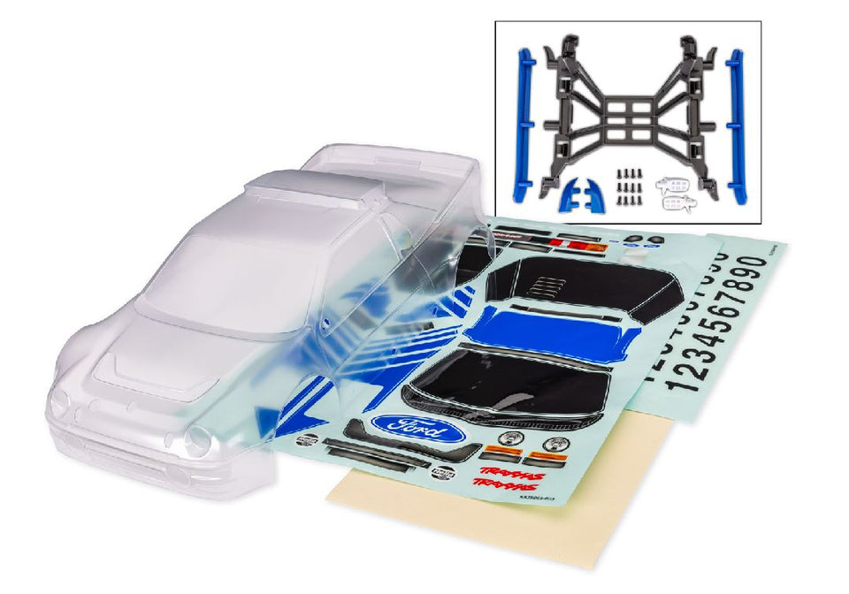 10812 Traxxas Body, Ford RS200 (clear)/ window masks
